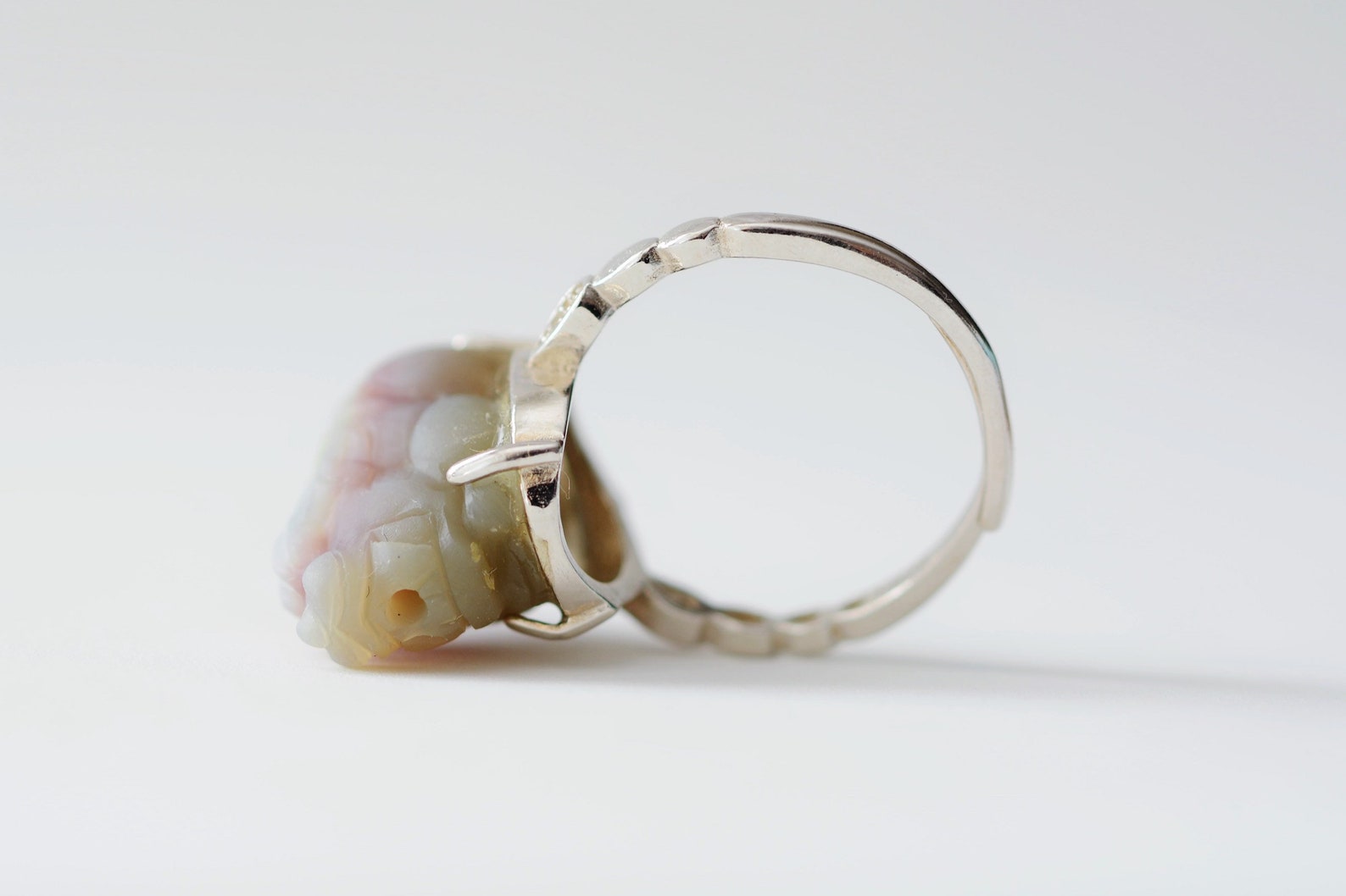 Natural Yanyuan Agate Carved Pixiu Ring Yanyuan Pixiu Silver | Etsy