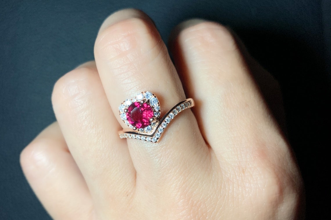 Genuine Pyrope Garnet Ring Natural Bohemian Garnet Ring - Etsy