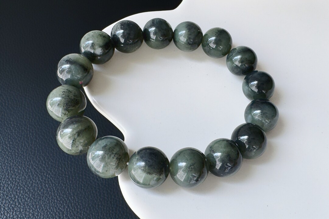 11mm Natural Hetian Nephrite in Black and Green Colors, Nephrite Jade ...