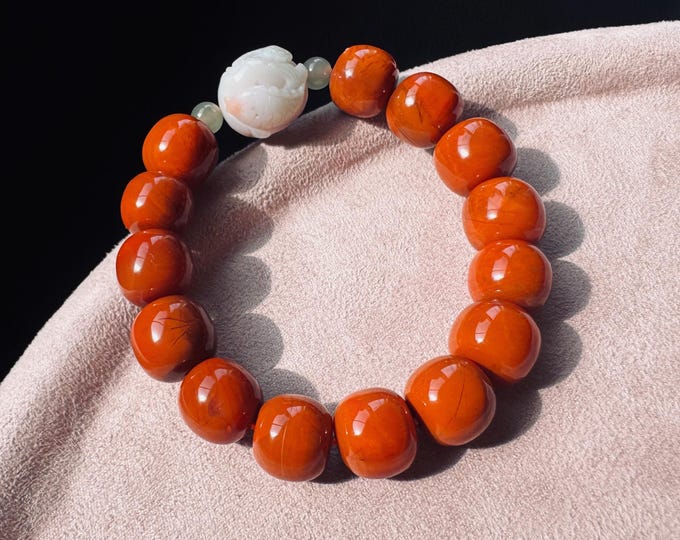 Natural Sichuan Nanhong Agate Bracelet With White Yanyuan Origin Agate ...