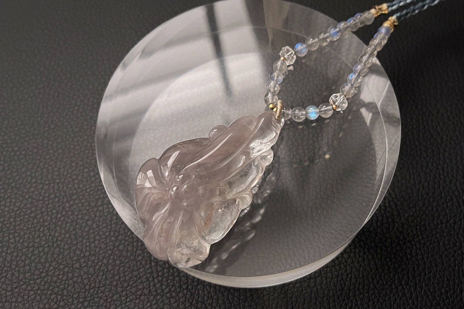 Natural Gray Phantom Quartz Hand Carved Nine Tailed Fox Pendant ...