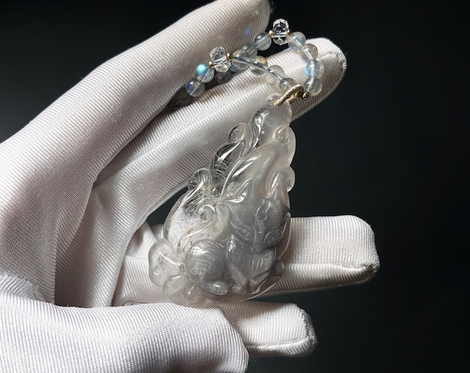 Unique Quartz Etching Inclusion Pendant Clear Quartz Pendant Quartz ...