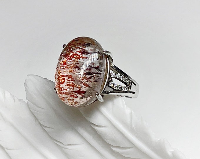 Natural Top Grade Red Super Seven Quartz Ring, Red Super Seven Silver ...