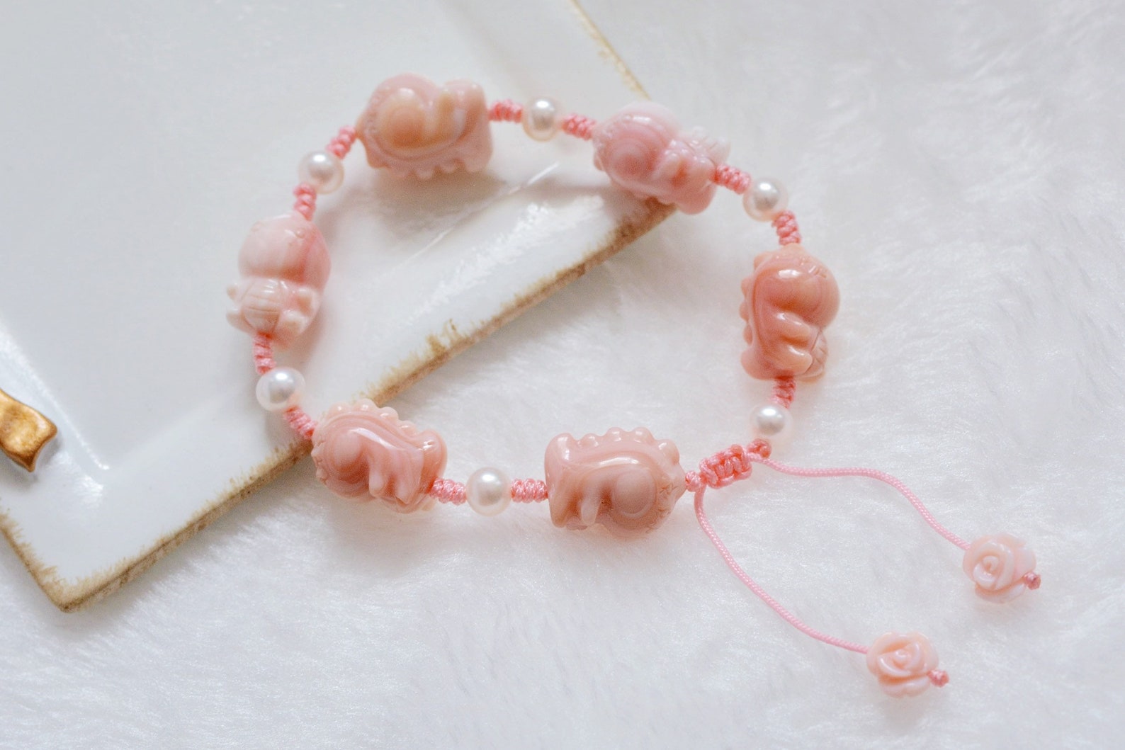 Genuine Queen Conch Carved Dinosaur Hand Braided Bracelet With | Etsy