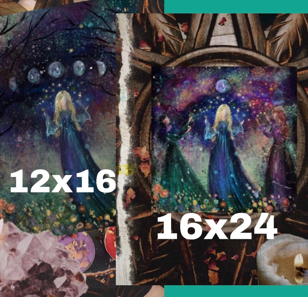 One Print of My Original Artwork - Witch Moon Phases Artwork Bundle Set ...