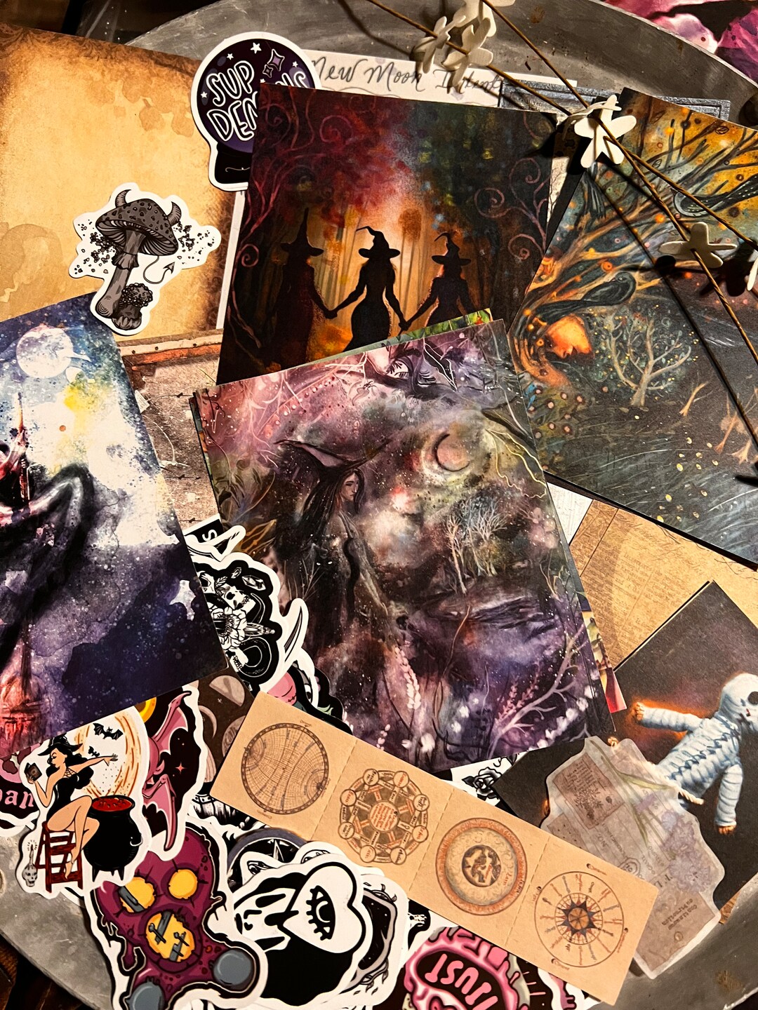 50pc Get a Gothic Green Mystic Witch Ephemera Gift Set, Witch ...