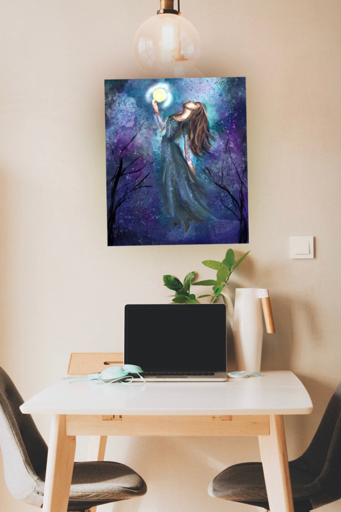 Levitating Witch Print Witch Art Print From My Original | Etsy