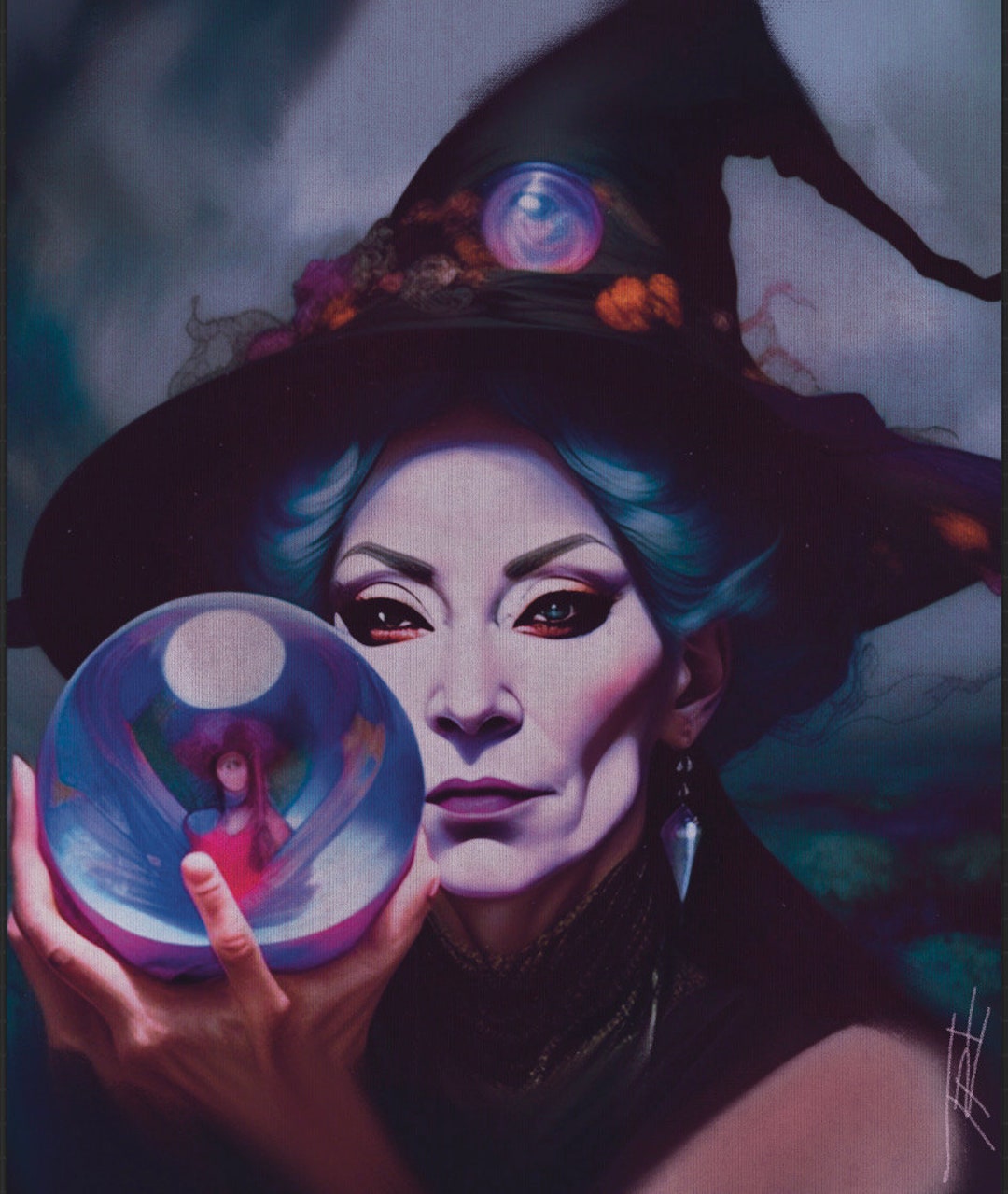 CRYSTAL BALL READER Print Art Nouveau / Witch Art Print / Victorian ...