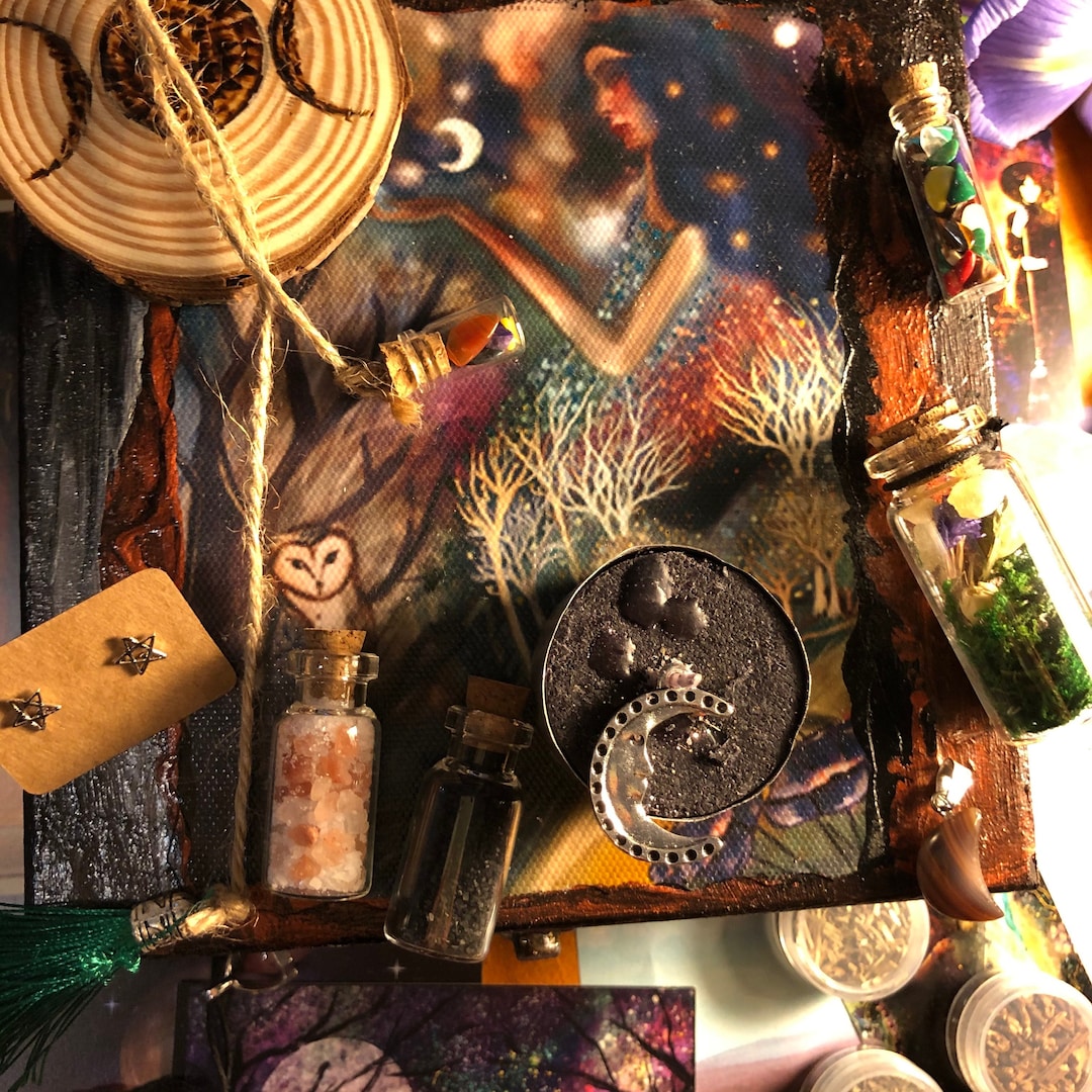 50pc Goddess ALTAR Box Witch SET - Handmade Moon Phases Witch Set ...