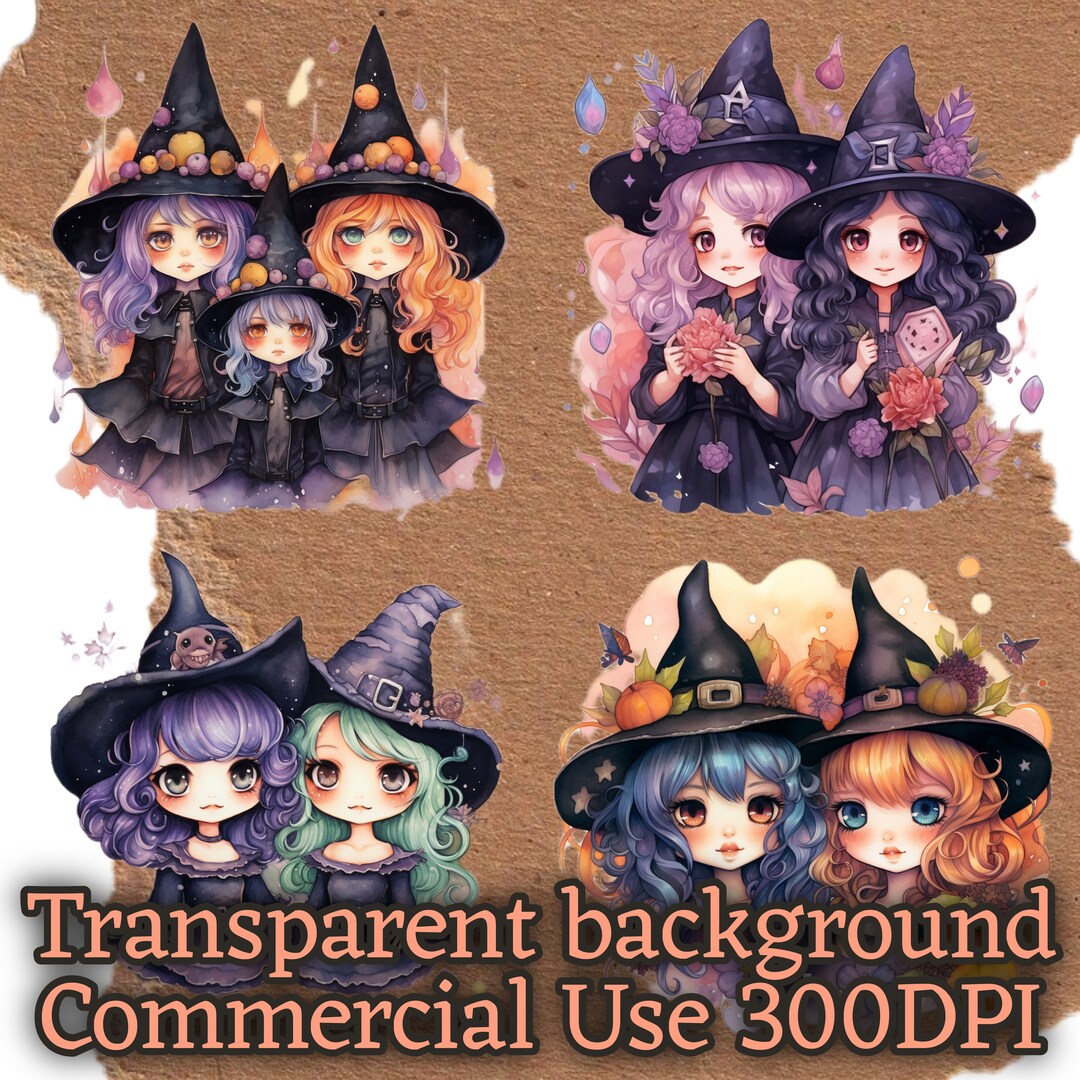 8 Cute Kawaii Chibi Witch Witches Clip Art Clipart Transparent ...