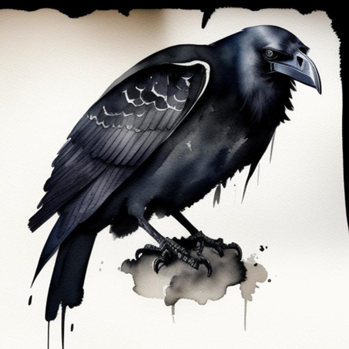 Digital Art Print of Watercolor CROW, Witch's Best Friend - Etsy