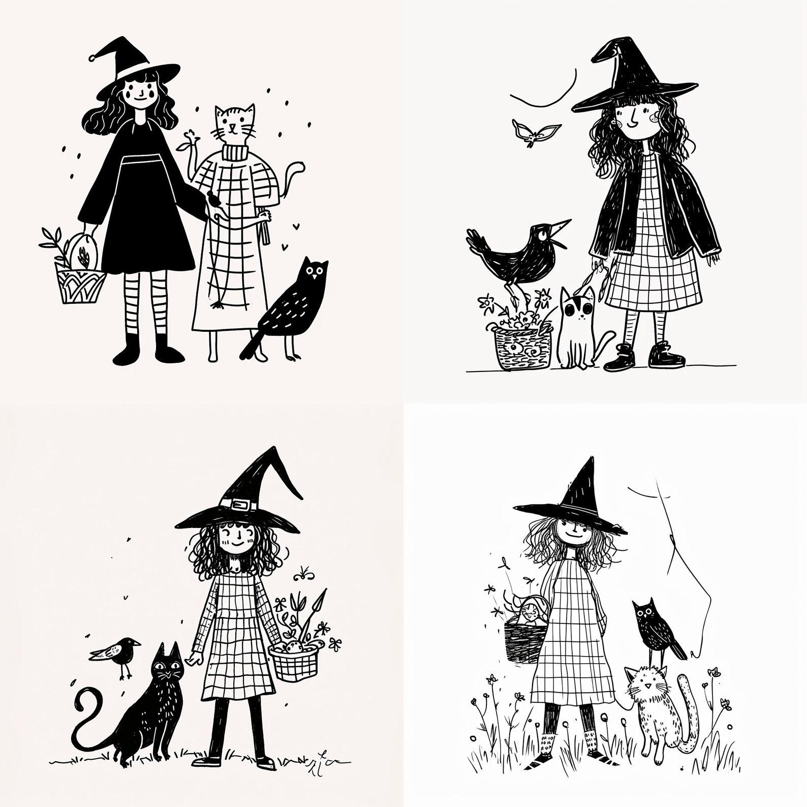 Witchy Drawings Art Digital Print Set of 8 - Commercial Use Witchy ...