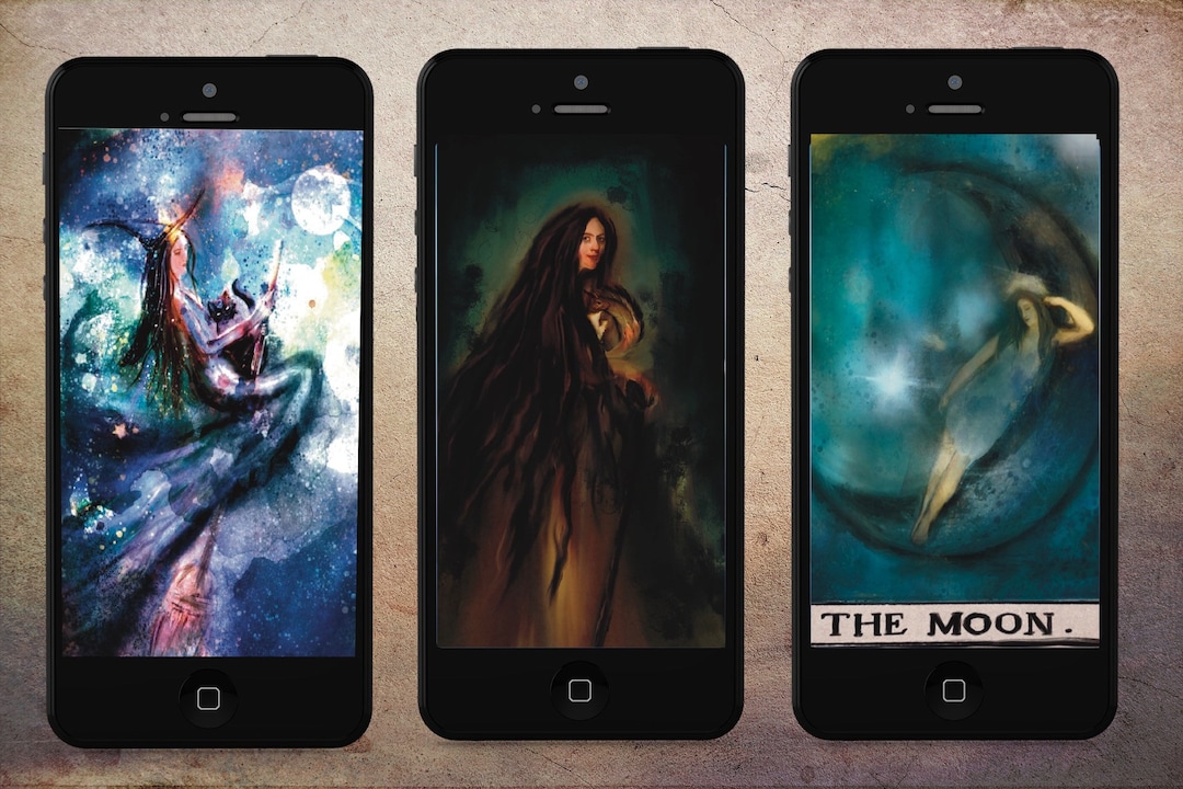 Wiccan Witch Wallpaper Phone - Tarot Moon Wallpaper - Witchy Phone ...