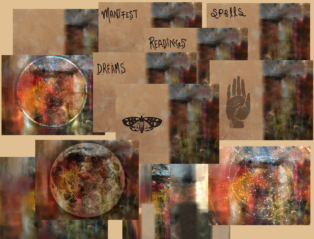 12 Mystical Paint Texture Pages Pack, Witch Mystical JOURNALING ...