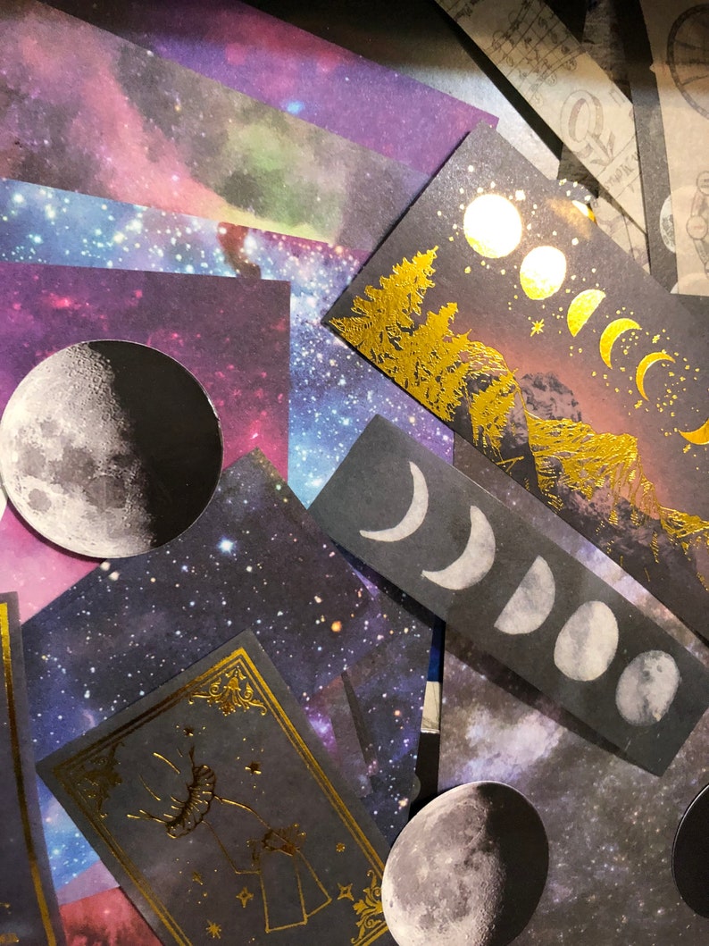 Moon Junk Journal Ephemera Printable Embellishments Celestial Astrology ...