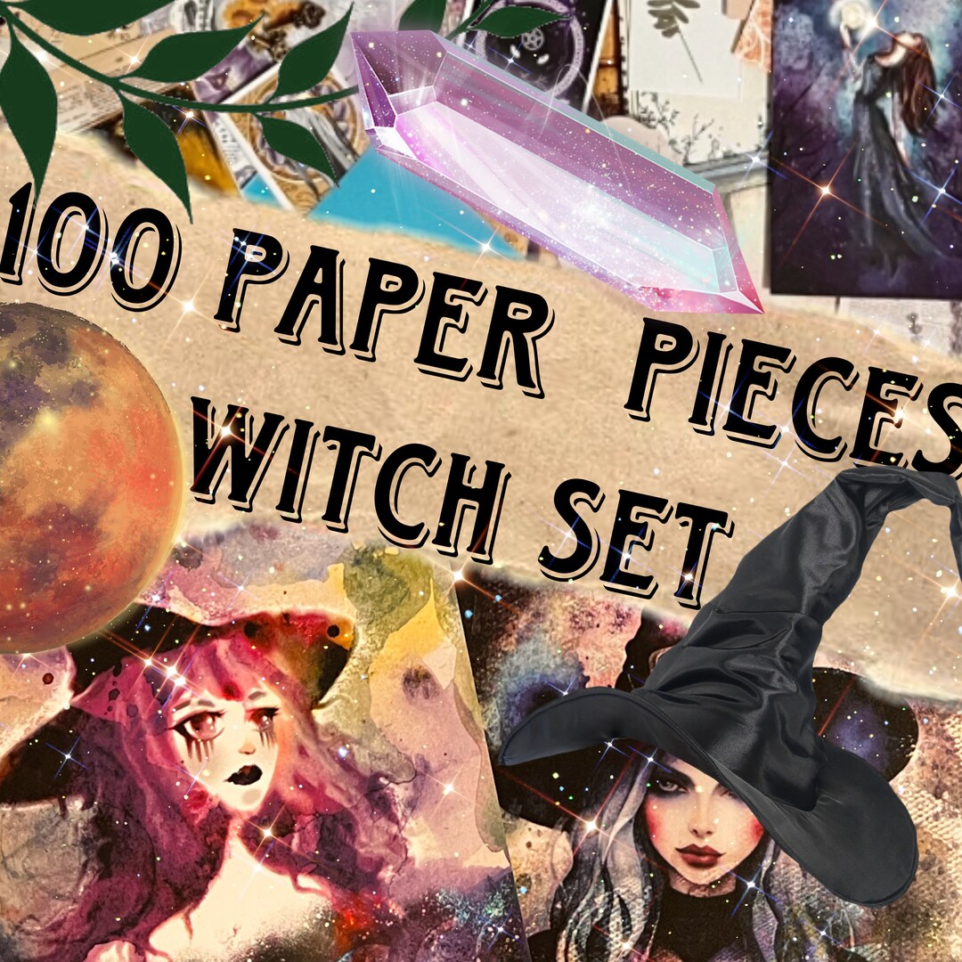 Large Witchy Collage Paper Bundle Kit Set, Witch Prints and Cards ...