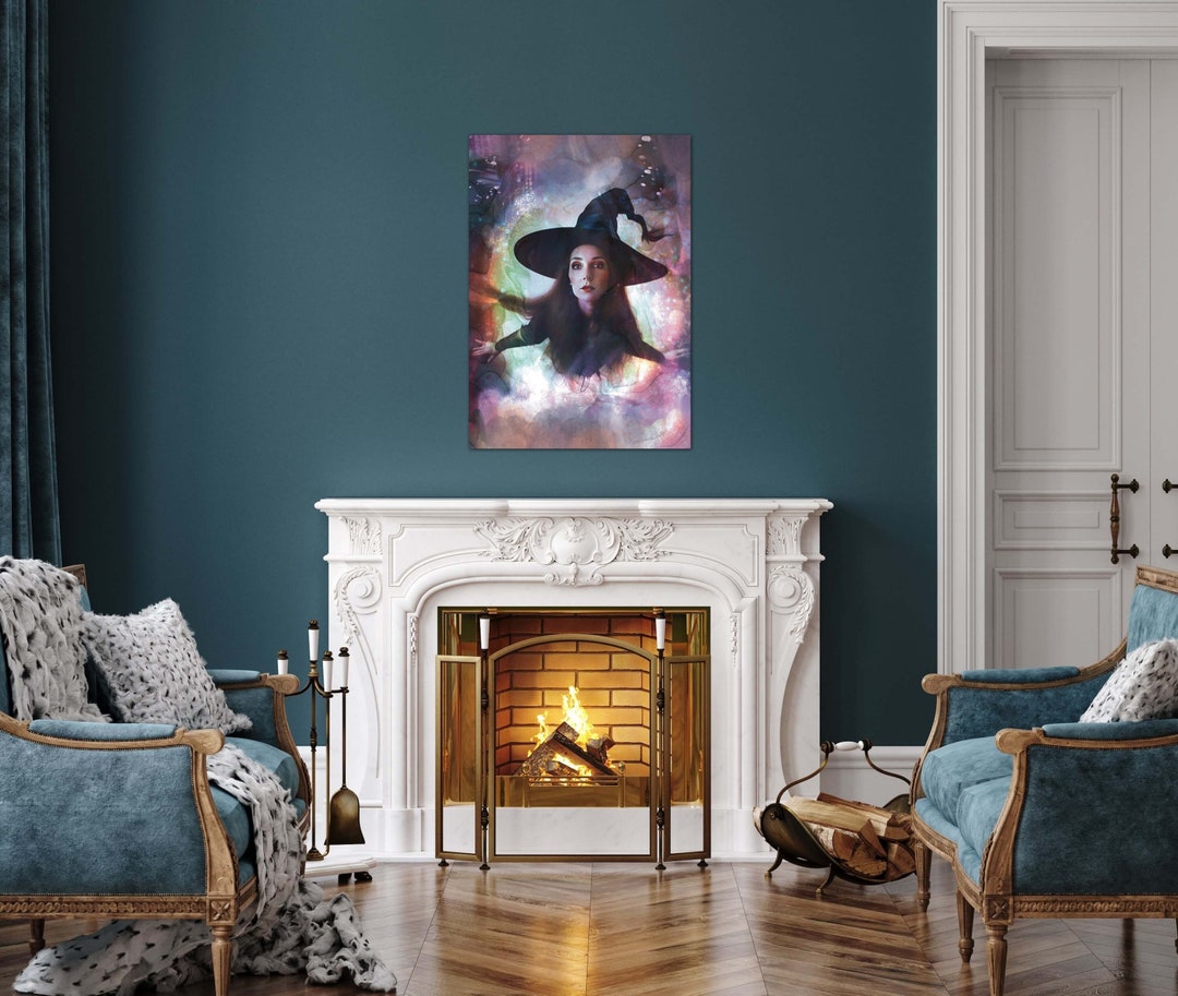 Goth Watercolor FLYING WITCH Painting, Digital Art Print From My Witchy ...