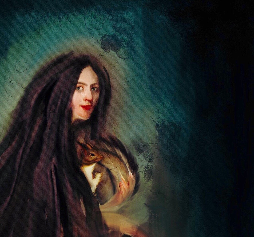 WITCH VINTAGE ART Print / original Hexe und Vertraute Gemälde - Etsy.de