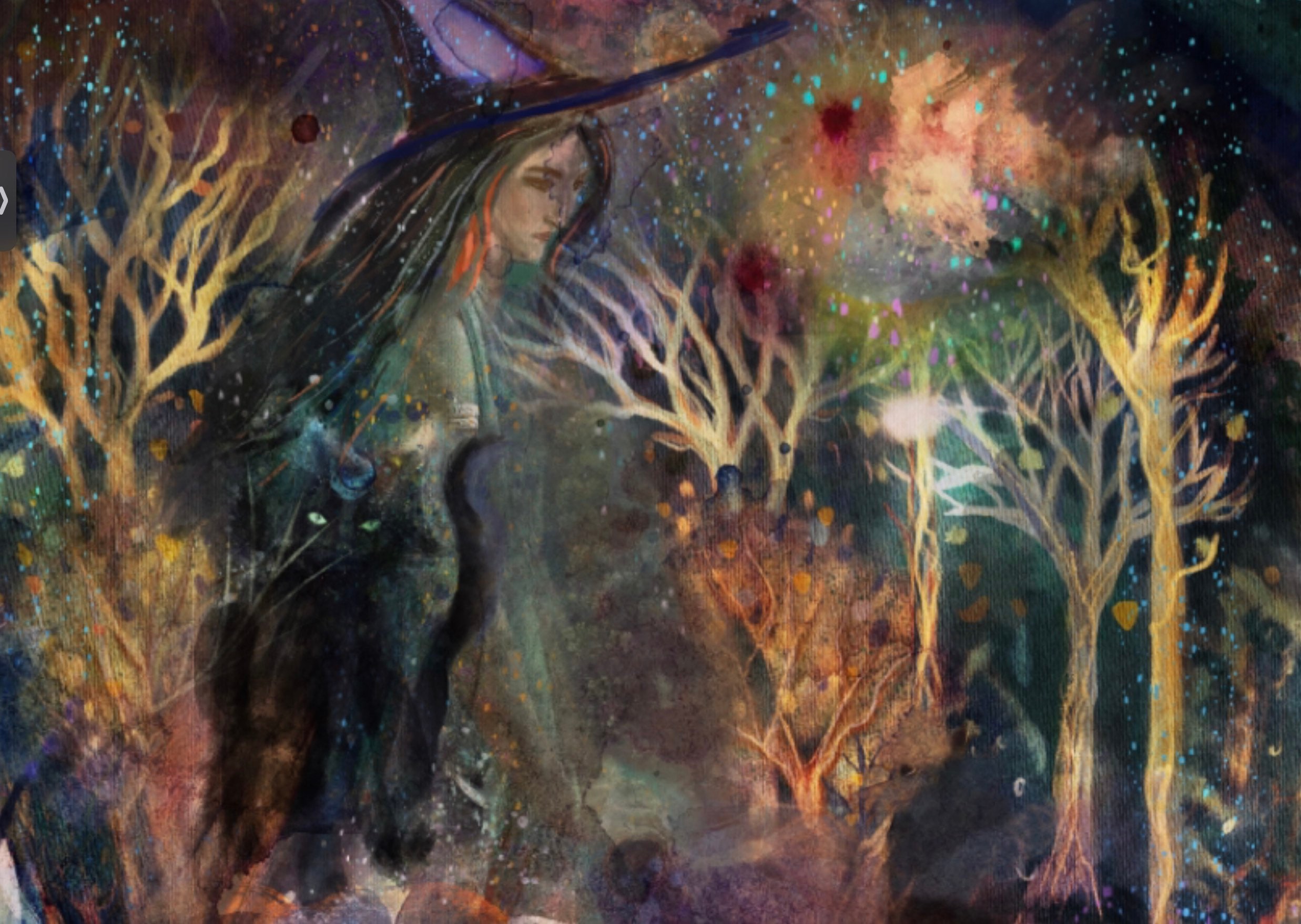 FULL MOON Witch Watercolor Moon Witch Art Print From My | Etsy