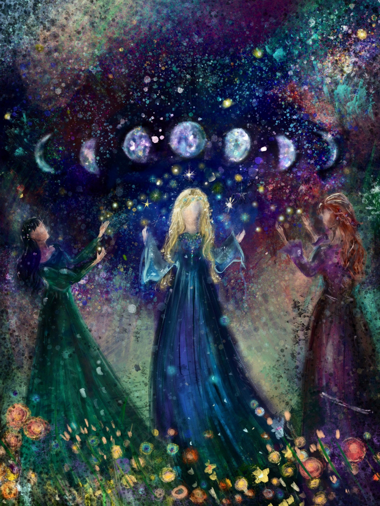 COVEN Art Print From My Original Witch Painting Moon Circle - Etsy