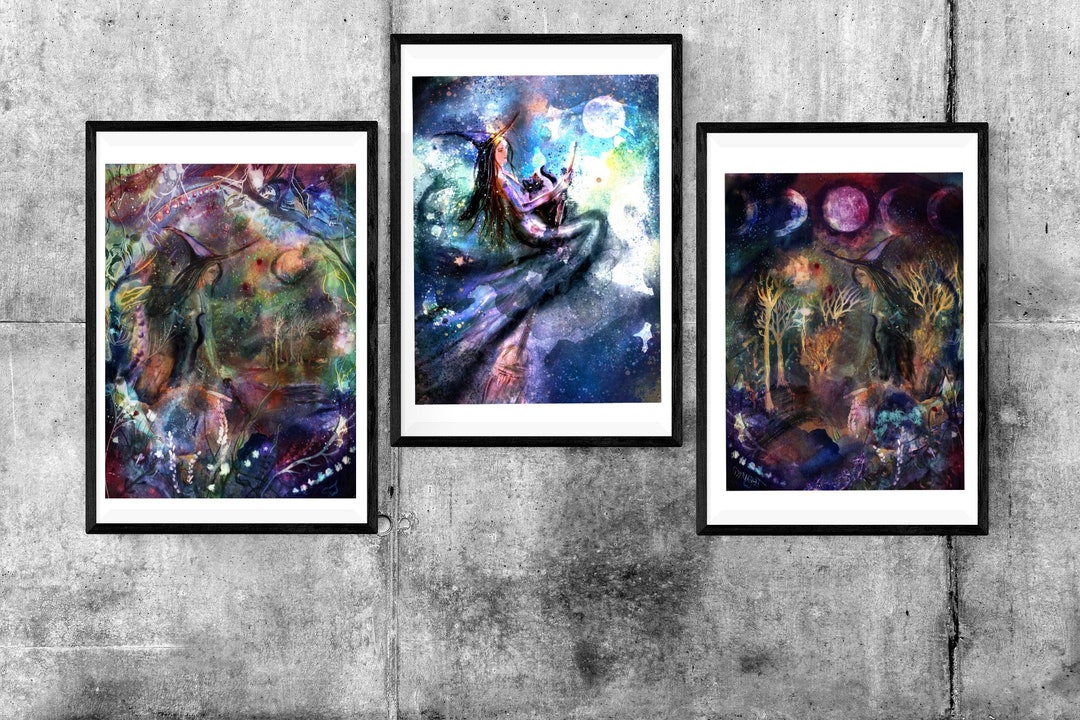 WITCH WATERCOLOR Art Print SET From My Original Painting - Bruja Print ...