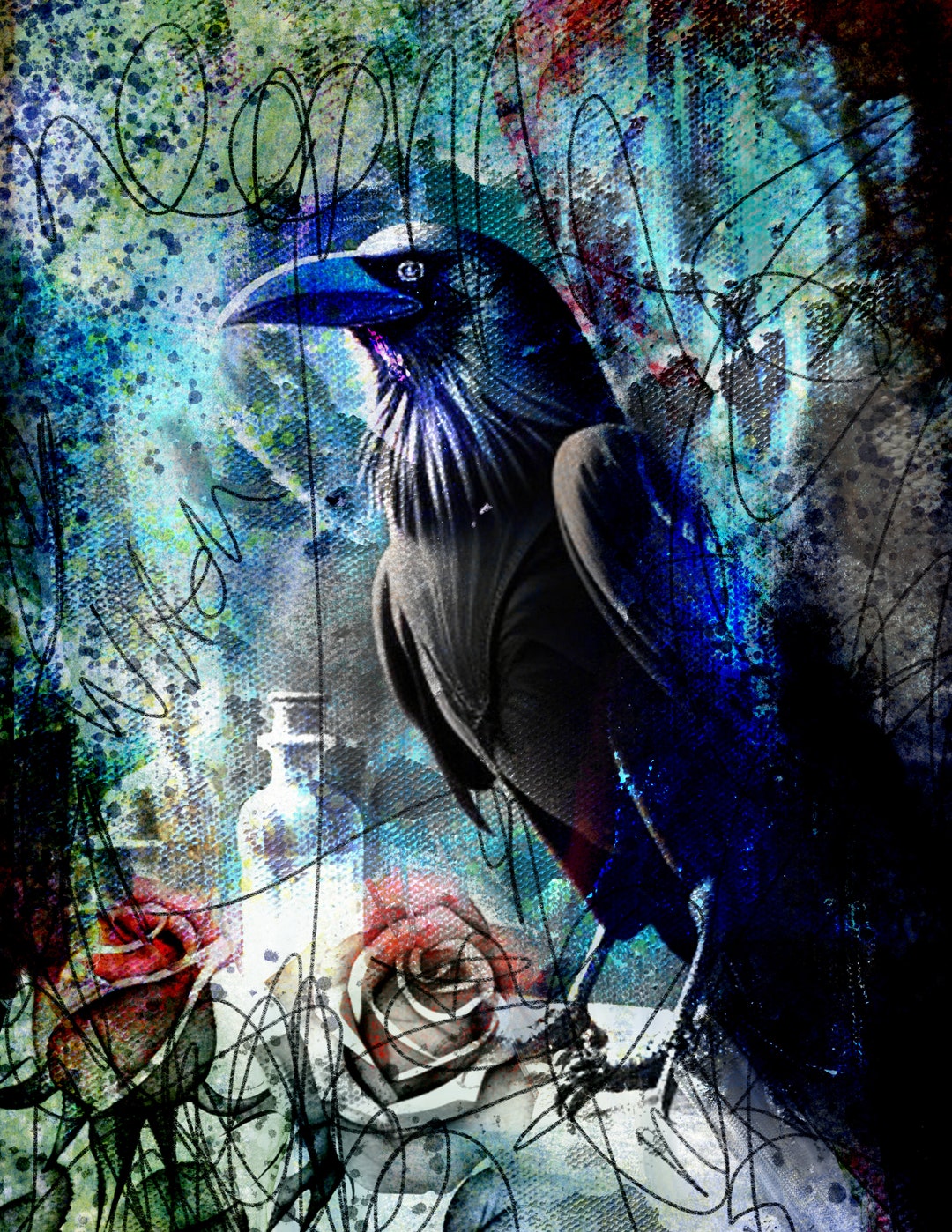 Mystical Wicthy RAVEN Art Digital Print - Etsy
