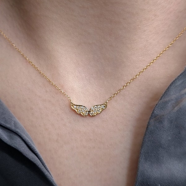 Angel Wings Diamond Necklace - Etsy