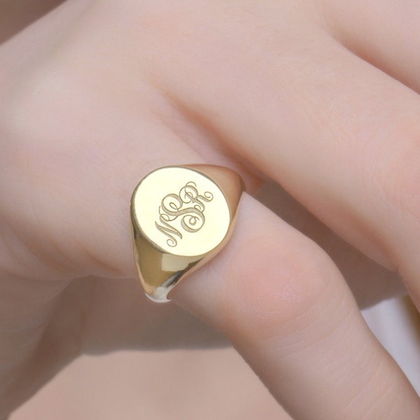 Solid Gold Signet Ring Women - Etsy