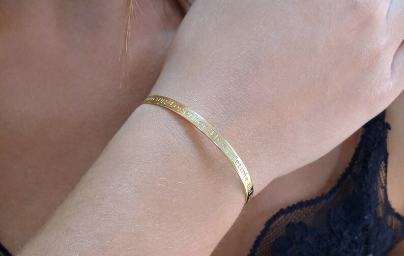 Solid Gold Message Bracelet for Everyday Custom Engraved - Etsy