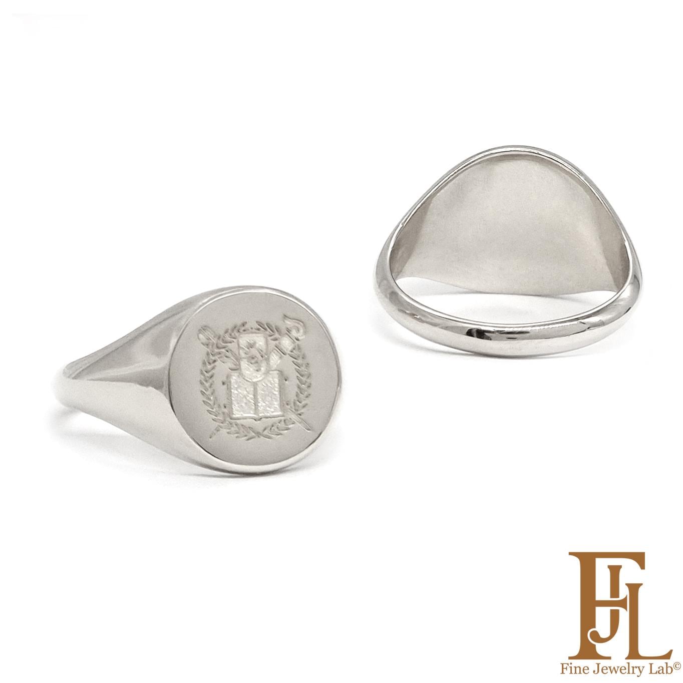 Personalized Solid Gold Family Crest Signet Ring, Custom Engraved Ring ...