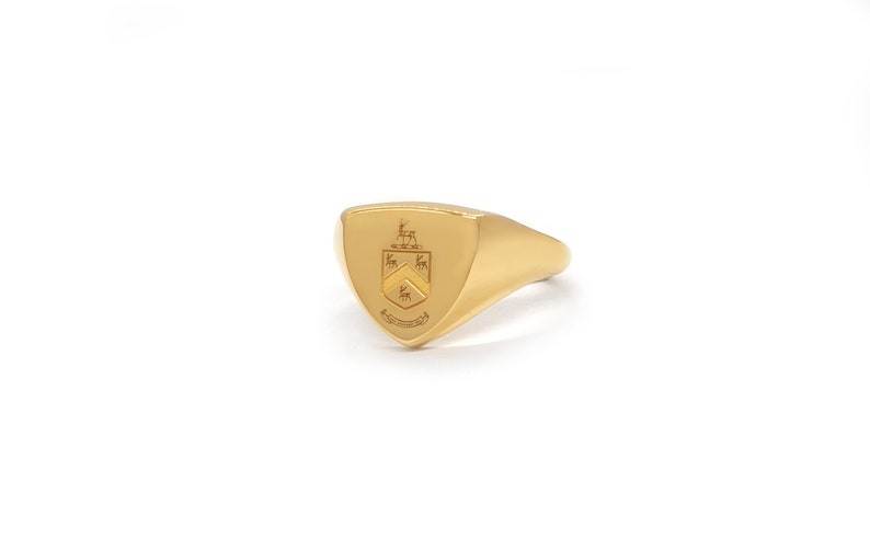 Personalized Shield Signet Ring in Solid Gold Unisex Solid - Etsy