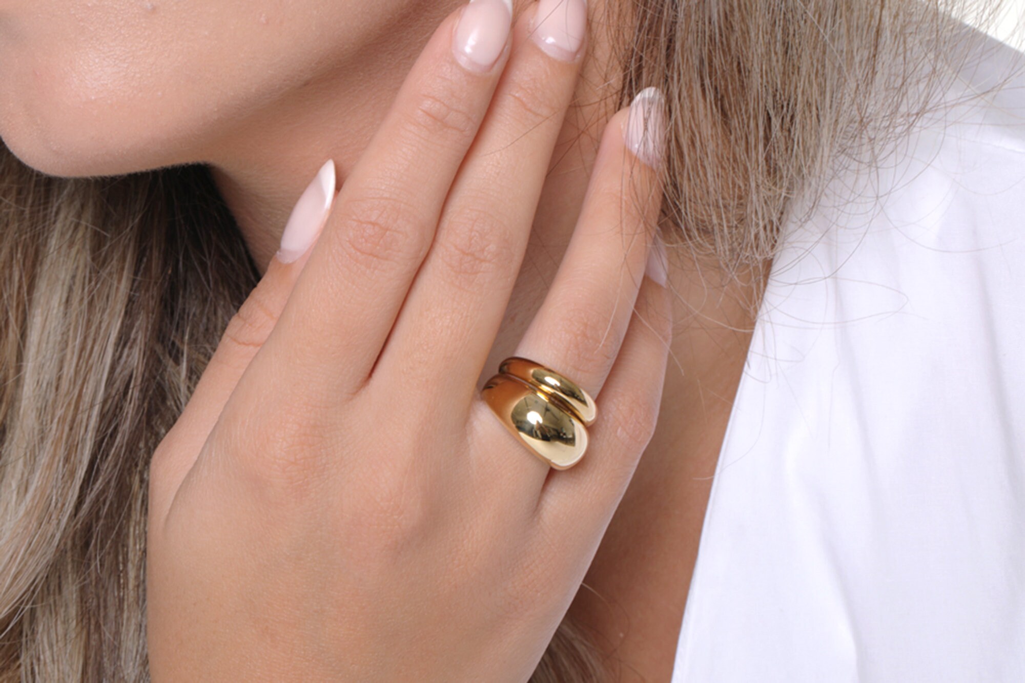 Small Dome Ring in Solid Gold Solid Gold Bubble Ring for Women | Etsy