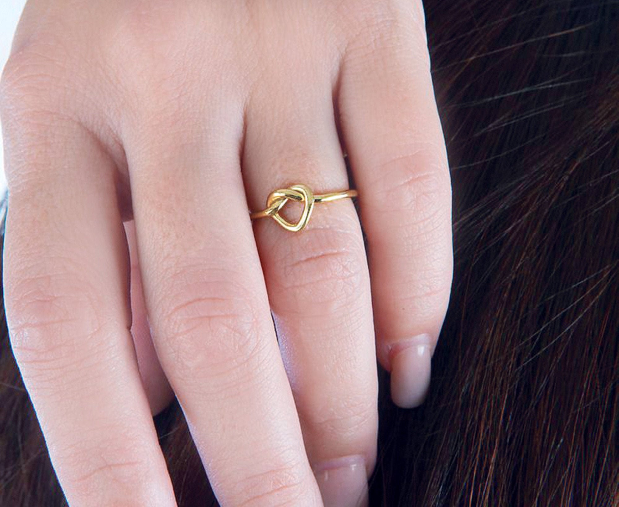 Small heart Knot ring in solid gold Dainty Gold heart ring | Etsy