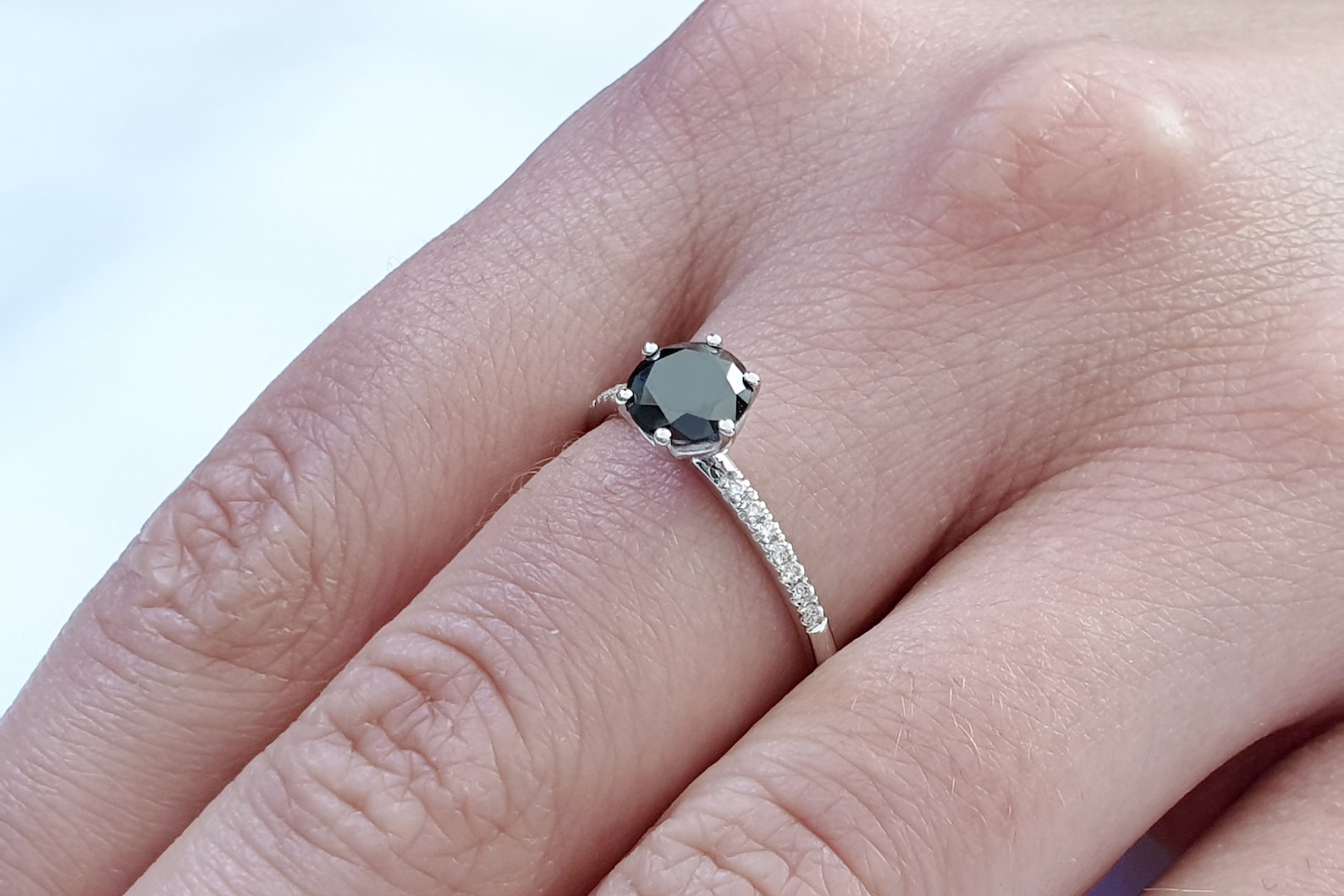 Black diamond ring made of solid gold Handmade engagement | Etsy