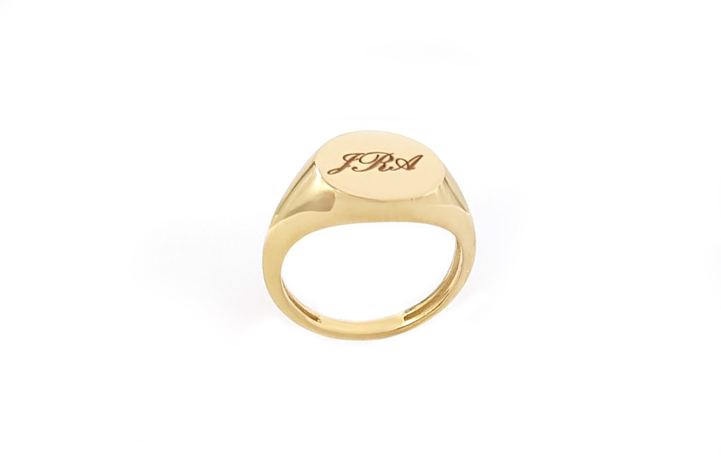 Round Custom Signet Ring in Solid Gold Solid Gold Monogram - Etsy