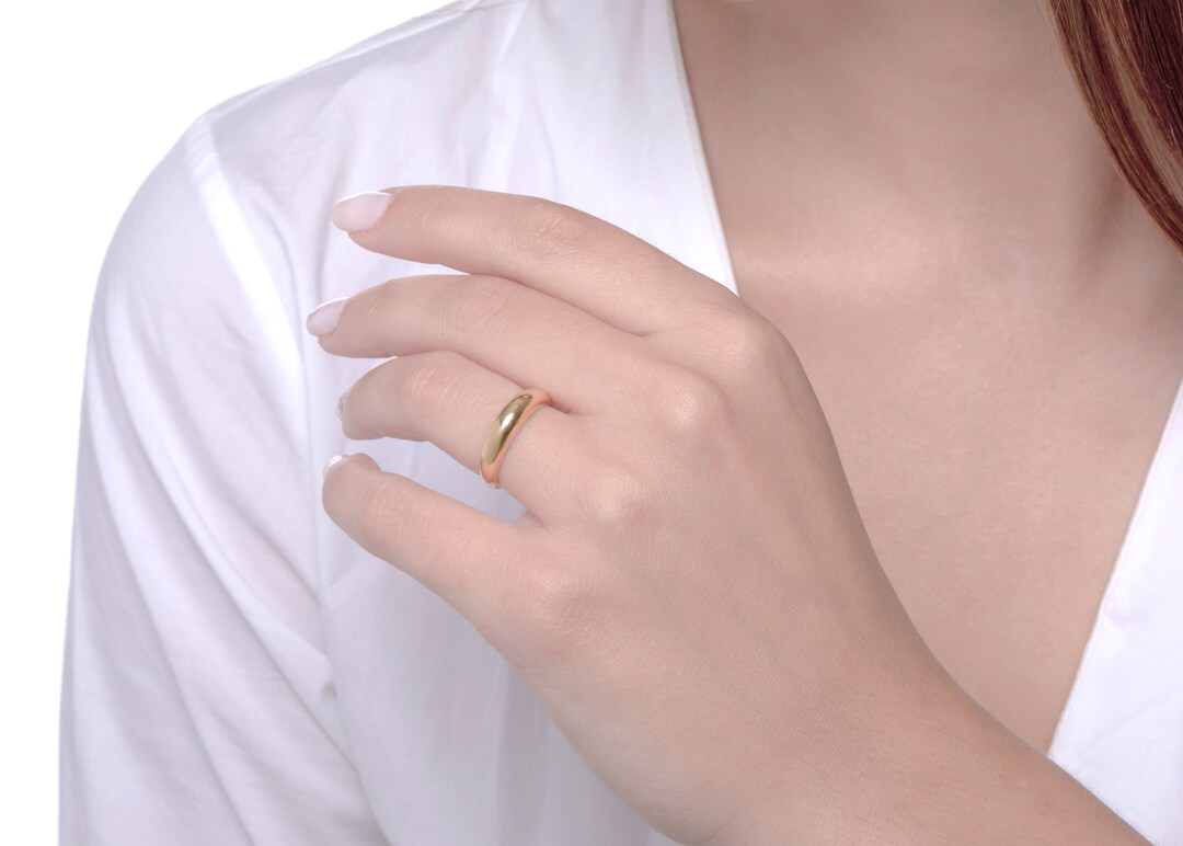 Small Dome Ring in Solid Gold Solid Gold Bubble Ring for Women Thin ...