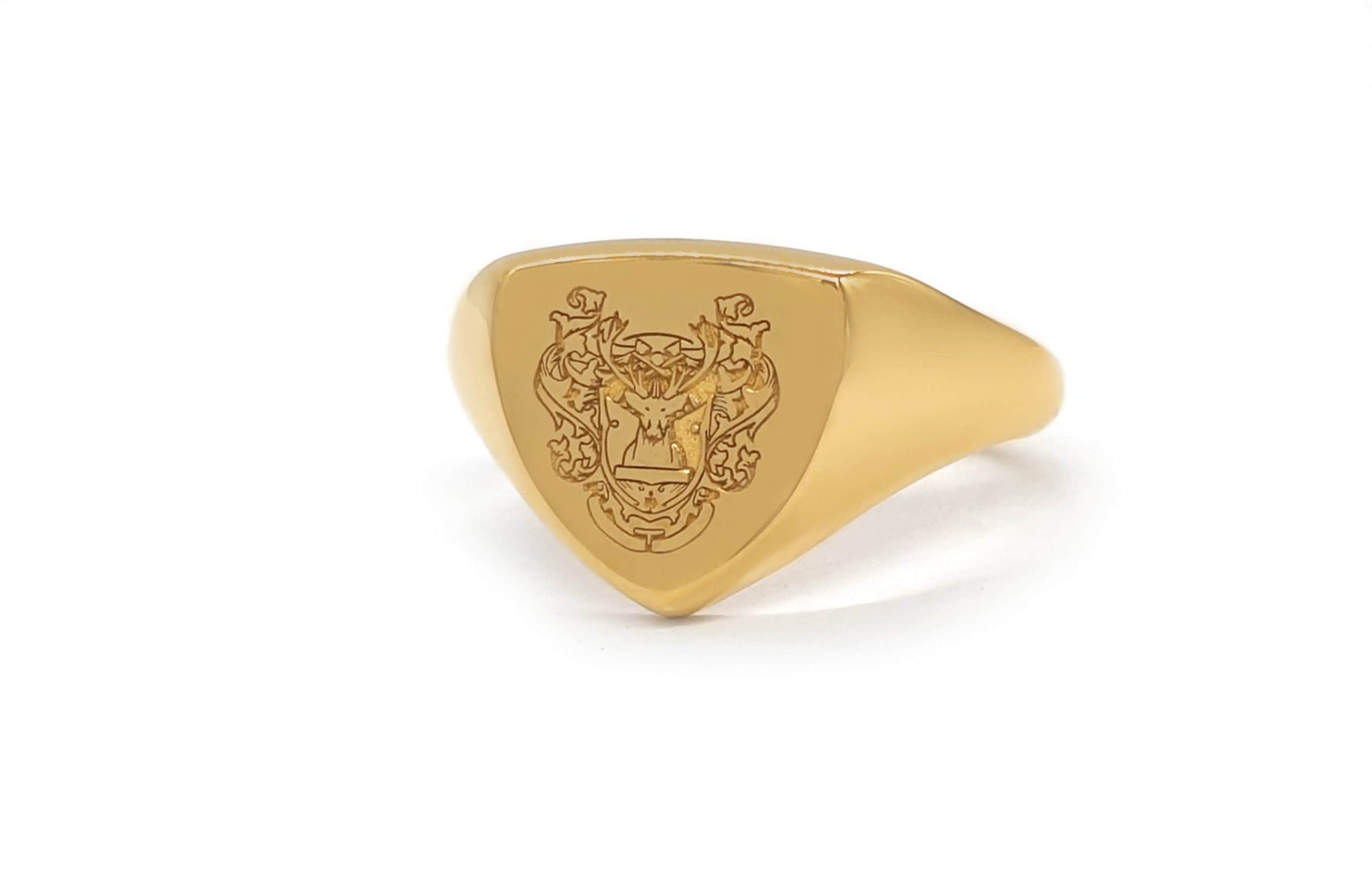 Personalized Shield Signet Ring in Solid Gold Unisex Solid - Etsy UK