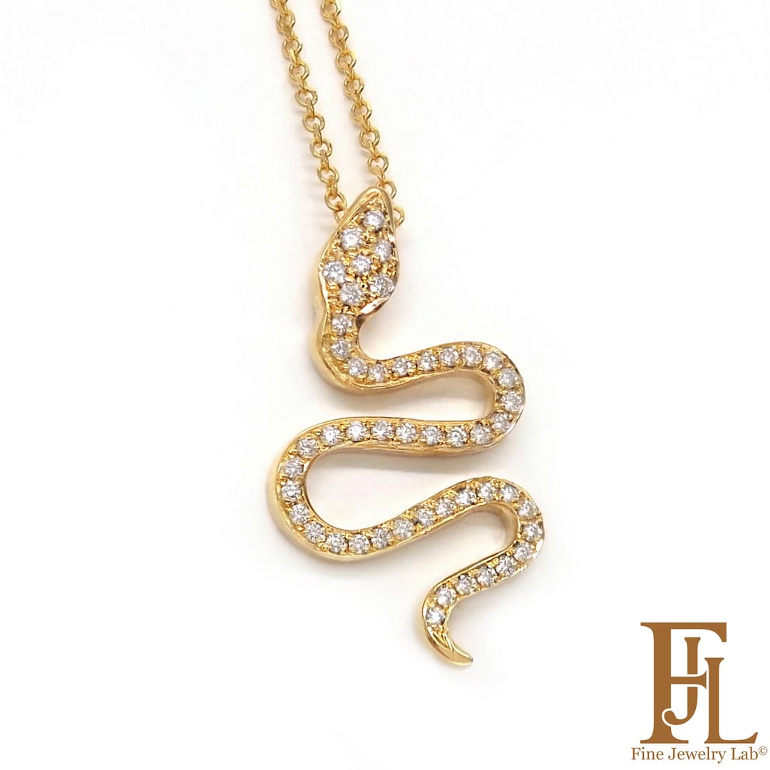 Handmade Solid Gold Diamond Snake, Unique Serpent Necklace - Etsy