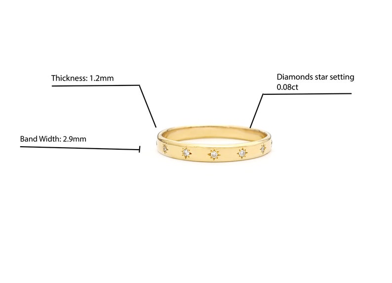 Diamond Ring With Star Setting Diamond Polaris Handmade Band - Etsy