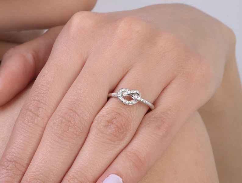 Love knot ring in solid gold with 26 diamonds Promise knot | Etsy