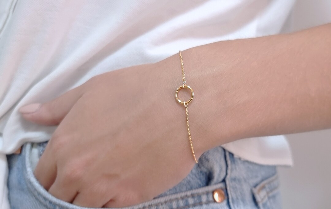 Geometric Circle Bracelet in Solid Gold, Gold Bracelet in 9k,14k,&18k ...