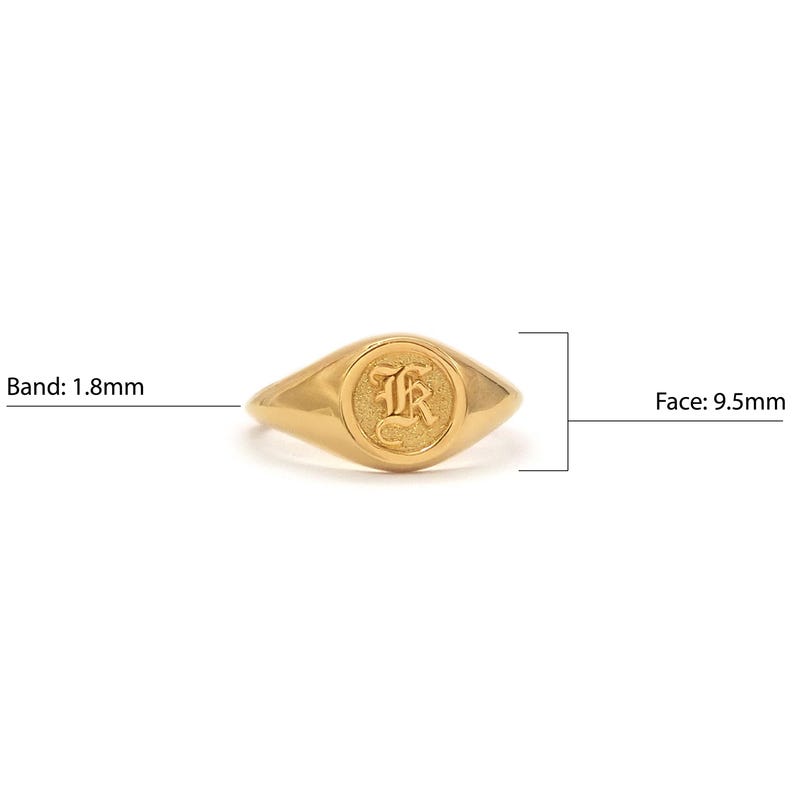 Solid Gold Monogram Signet Ring, Personalized Initial Ring, 9k 14k 18k ...