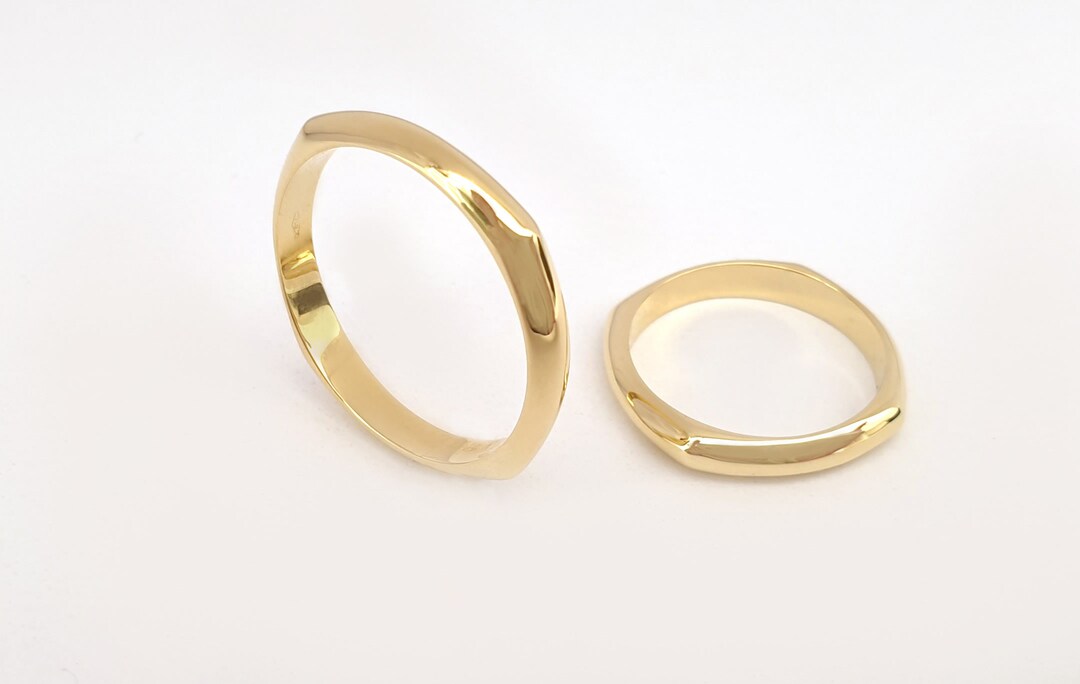 Wedding Ring in Solid Gold, Square Wedding Band for Men or Women ...