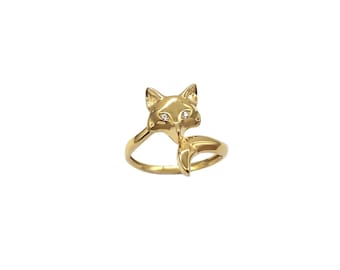 Fox Ring With Black Diamond Eyes - Etsy Australia