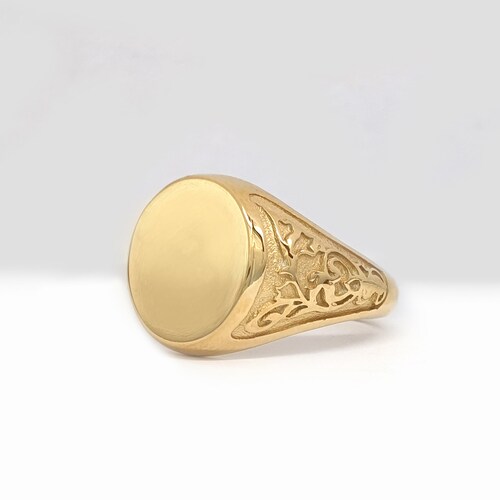 14K Solid Gold Signet Ring for Men Personalized Monogram Heavy - Etsy