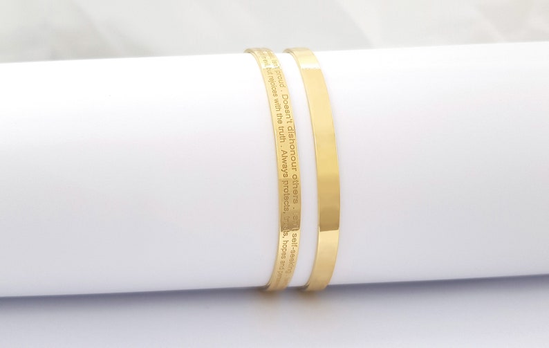 Solid Gold Message Bracelet for Everyday Custom Engraved | Etsy