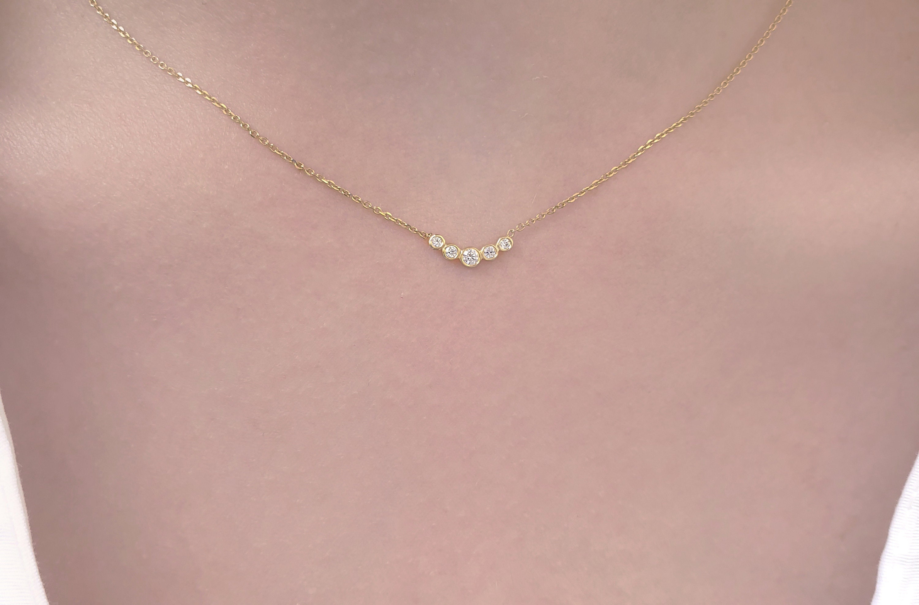 Dainty Diamond Bar Necklace for Women Curved Bar Necklace - Etsy