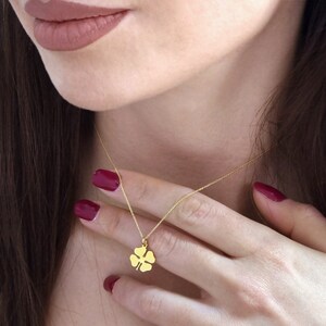 Four Leaf Clover Necklace in Solid Gold, Lucky Charm in Solid Gold ...