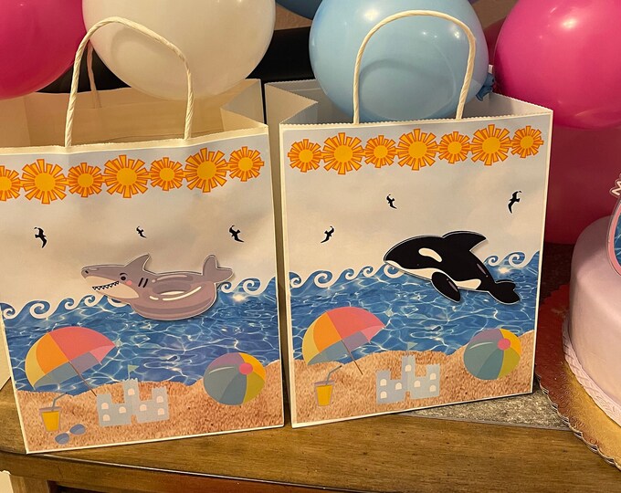 3 Pool Party Gift Bags, Pool Party Favors, Pool Party Treat Bags, Pool ...