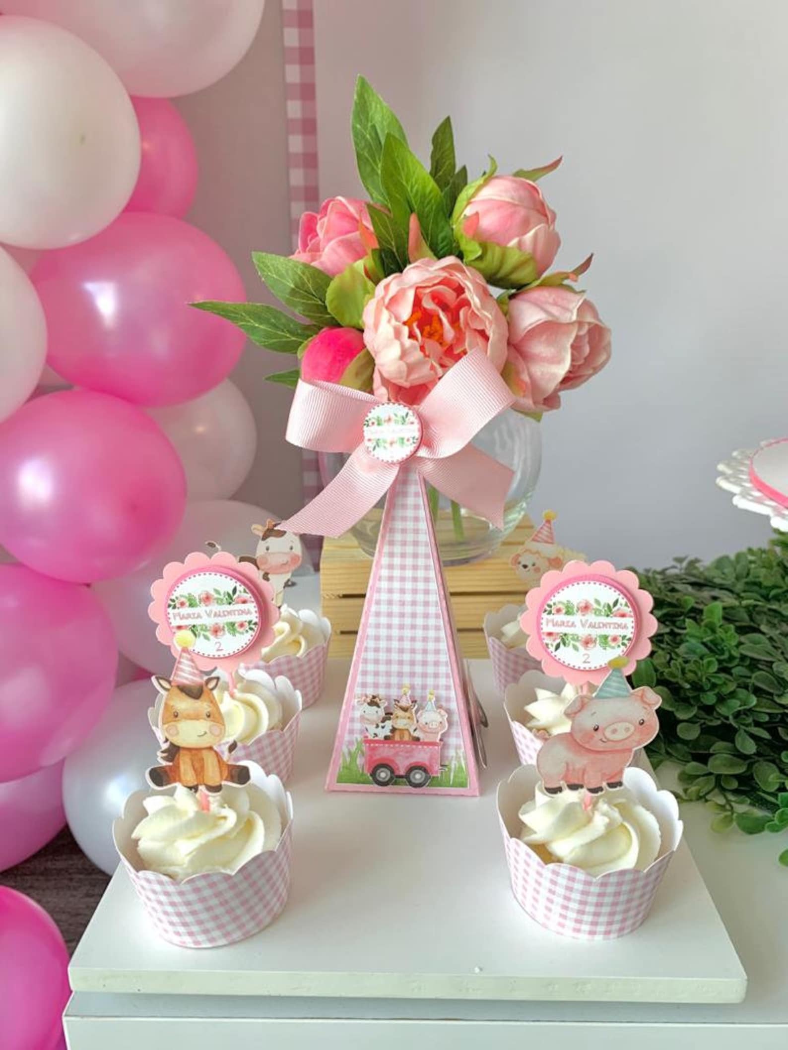 Farm Animals Cupcake Topper Pink Farm Farm Girl Party Decor Girl Farm ...